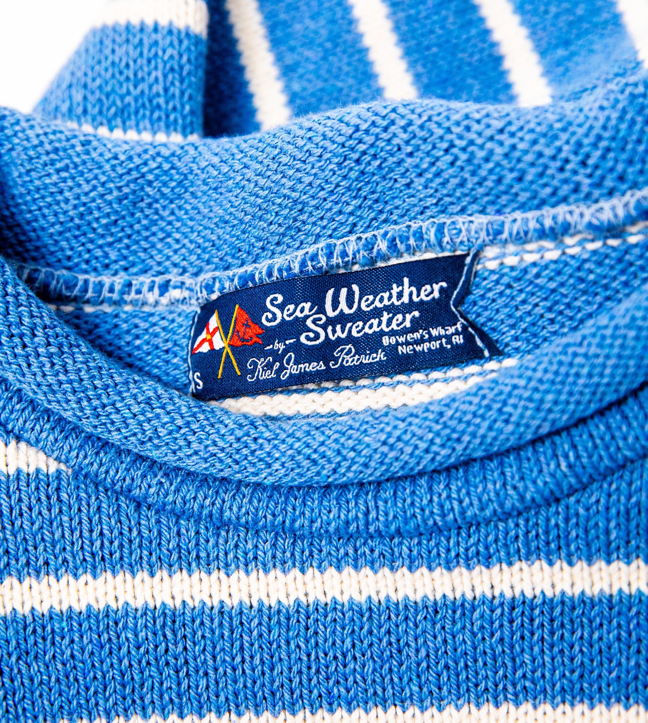 KJP Women's Atlantic Drift Cotton Rollneck Sweater in Blue and White – Kiel James Patrick