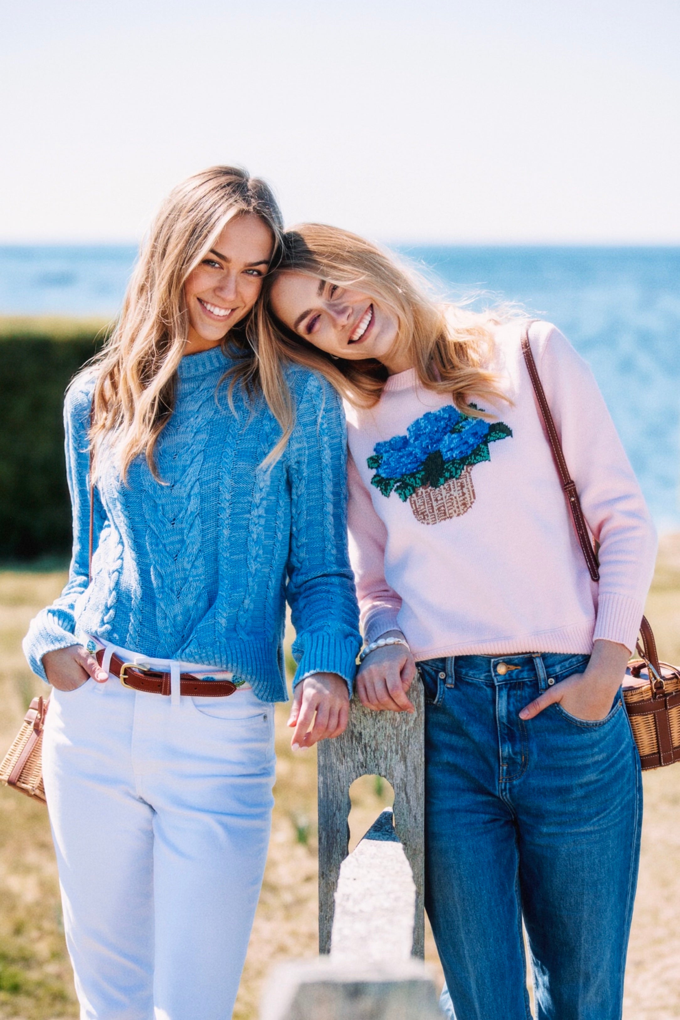 KJP Women's Hydrangea Basket Hand Knit Crewneck Sweater in Pink – Kiel ...