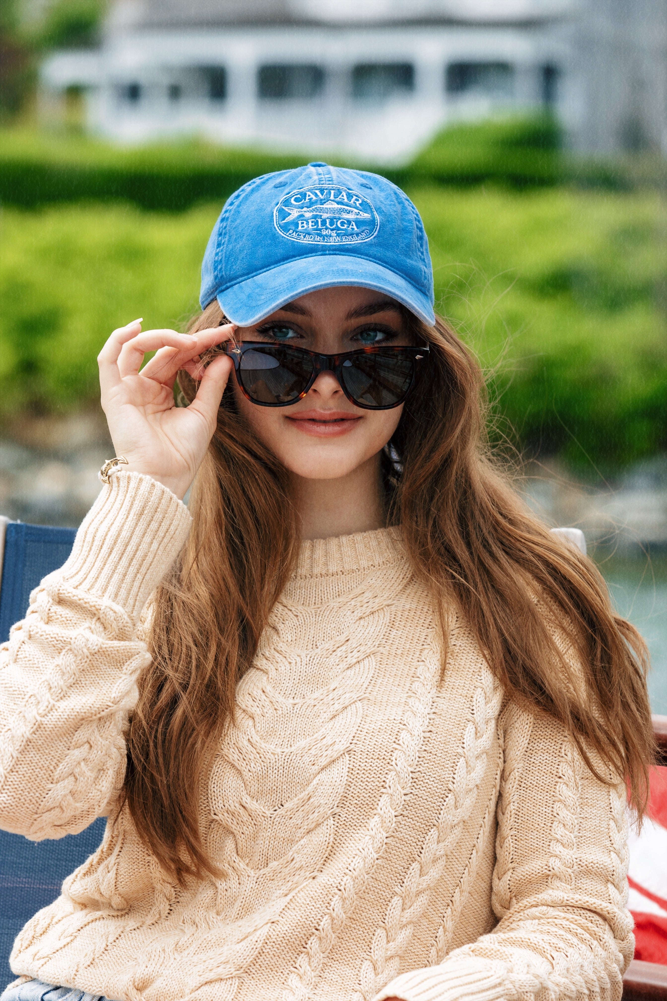 KJP Women's Sailor Cable Knit Crewneck Cotton Sweater in Cream White ...