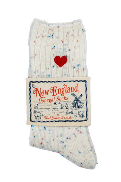 KJP Heart Embroidered Donegal Sock in Cream White – Kiel James Patrick