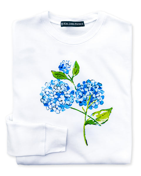 KJP Women's Hydrangea Bloom Crewneck Sweatshirt in White – Kiel James ...