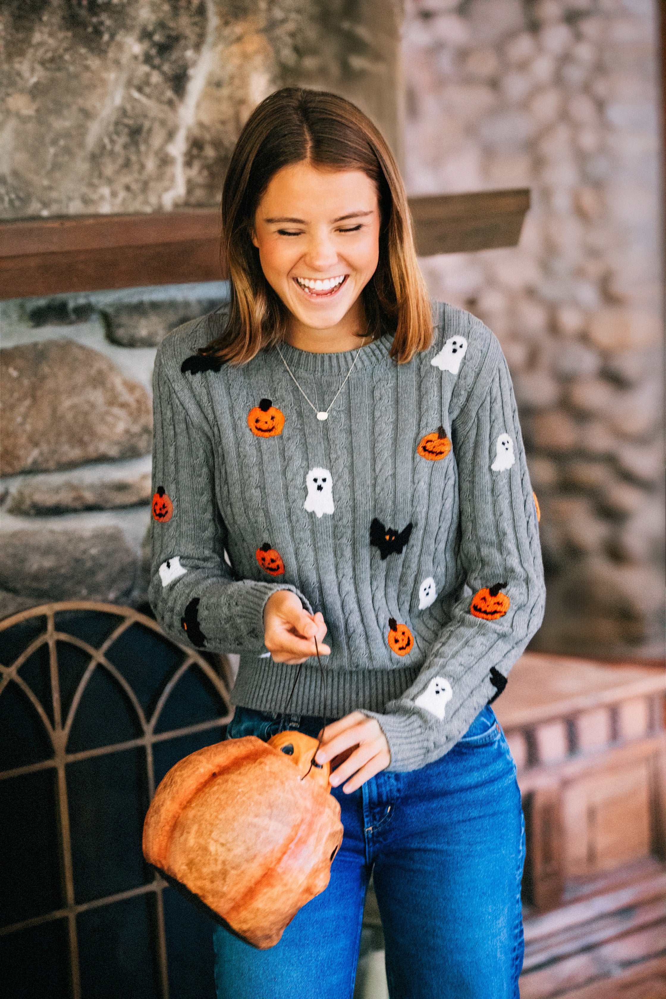 KJP Women's The Haunting Hour Cable Knit Halloween Sweater – Kiel James ...