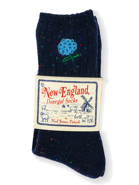 KJP Hydrangea Embroidered Donegal Socks in Navy Blue – Kiel James Patrick