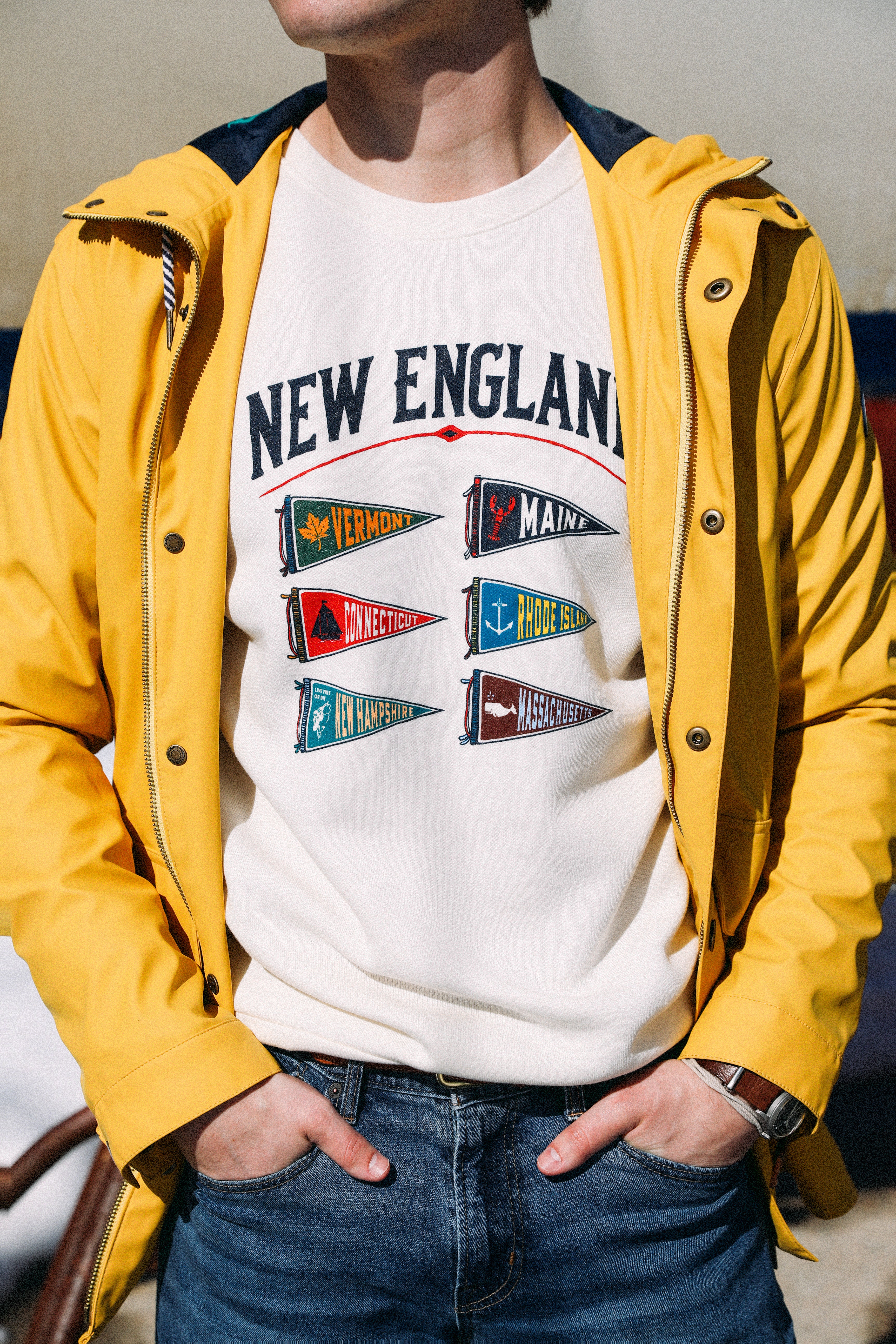 KJP New England Pennant Flag Crewneck Sweatshirt in Off White – Kiel ...