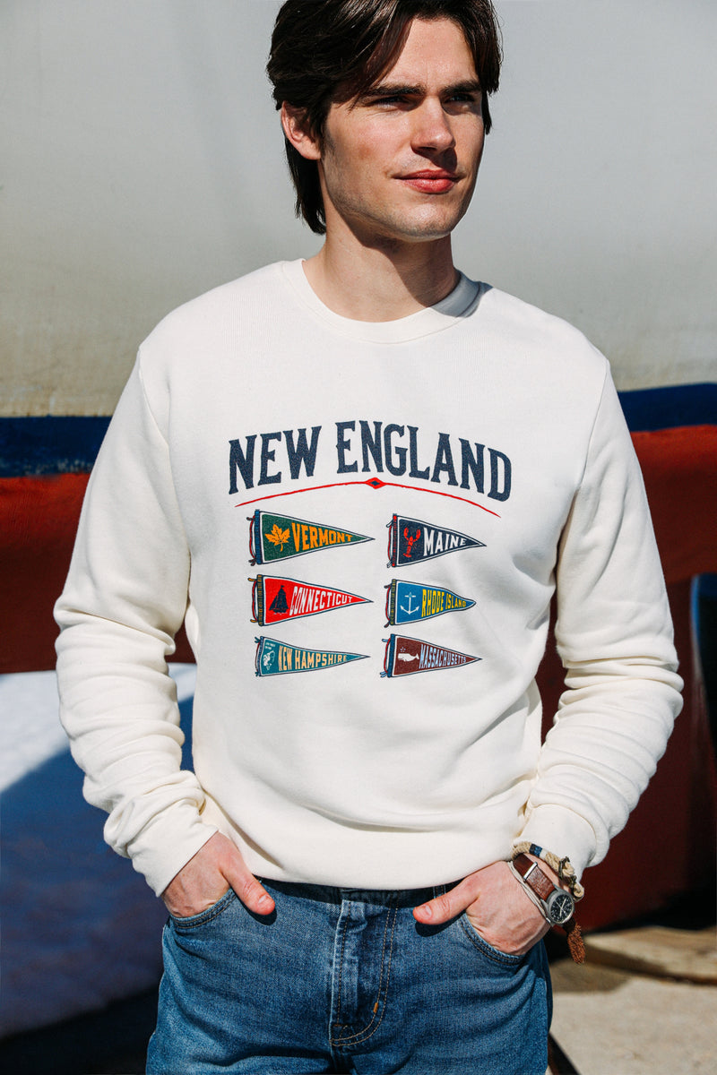 KJP New England Pennant Flag Crewneck Sweatshirt in Off White – Kiel ...