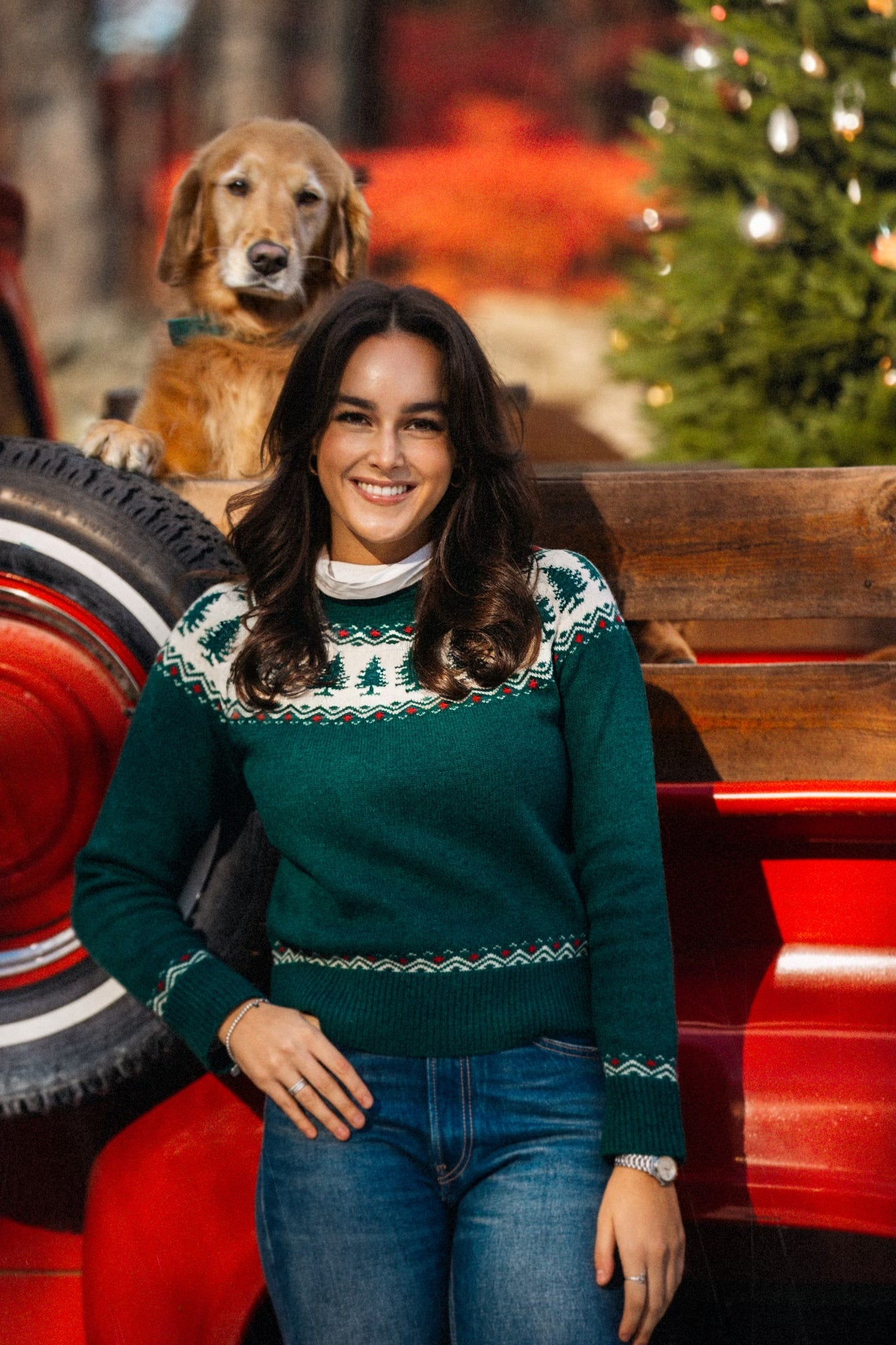 KJP Women's Northern Pine Fair Isle Crewneck Holiday Sweater – Kiel James Patrick