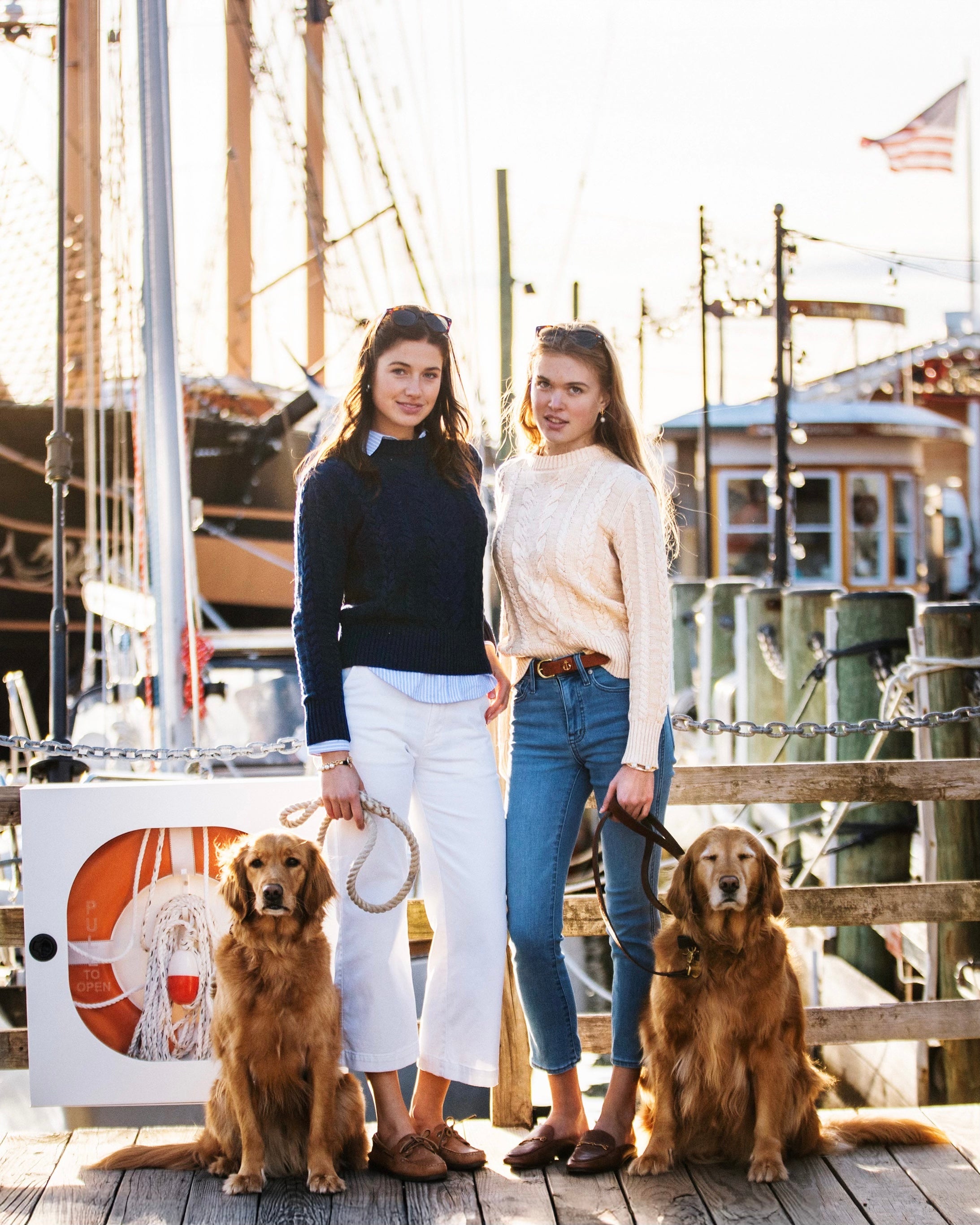 KJP Women's Sailor Cable Knit Crewneck Cotton Sweater in Cream White ...