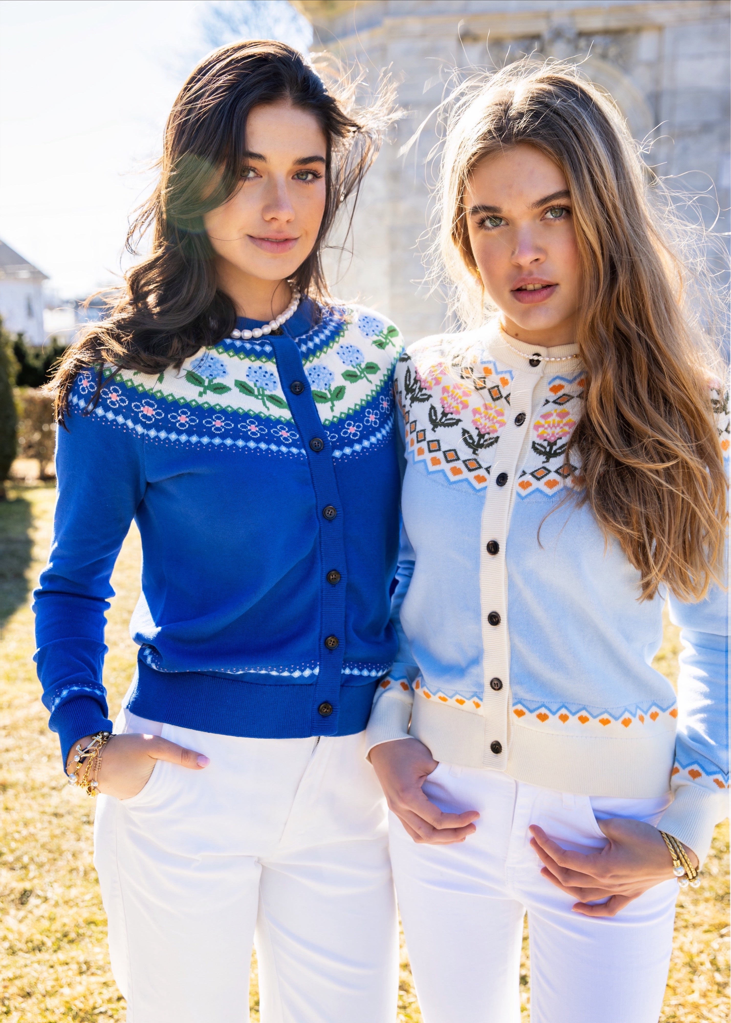 KJP Women's Nantucket Hydrangea Cotton Long Sleeve Cardigan in Blue ...