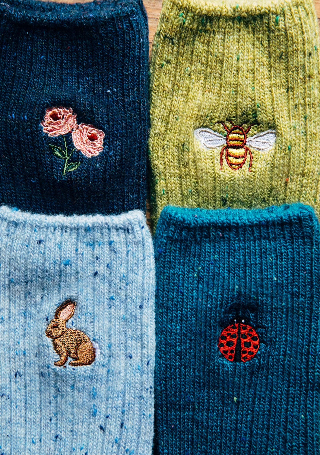 KJP Spring Bloom Embroidered Donegal Sock in Navy Blue – Kiel James Patrick