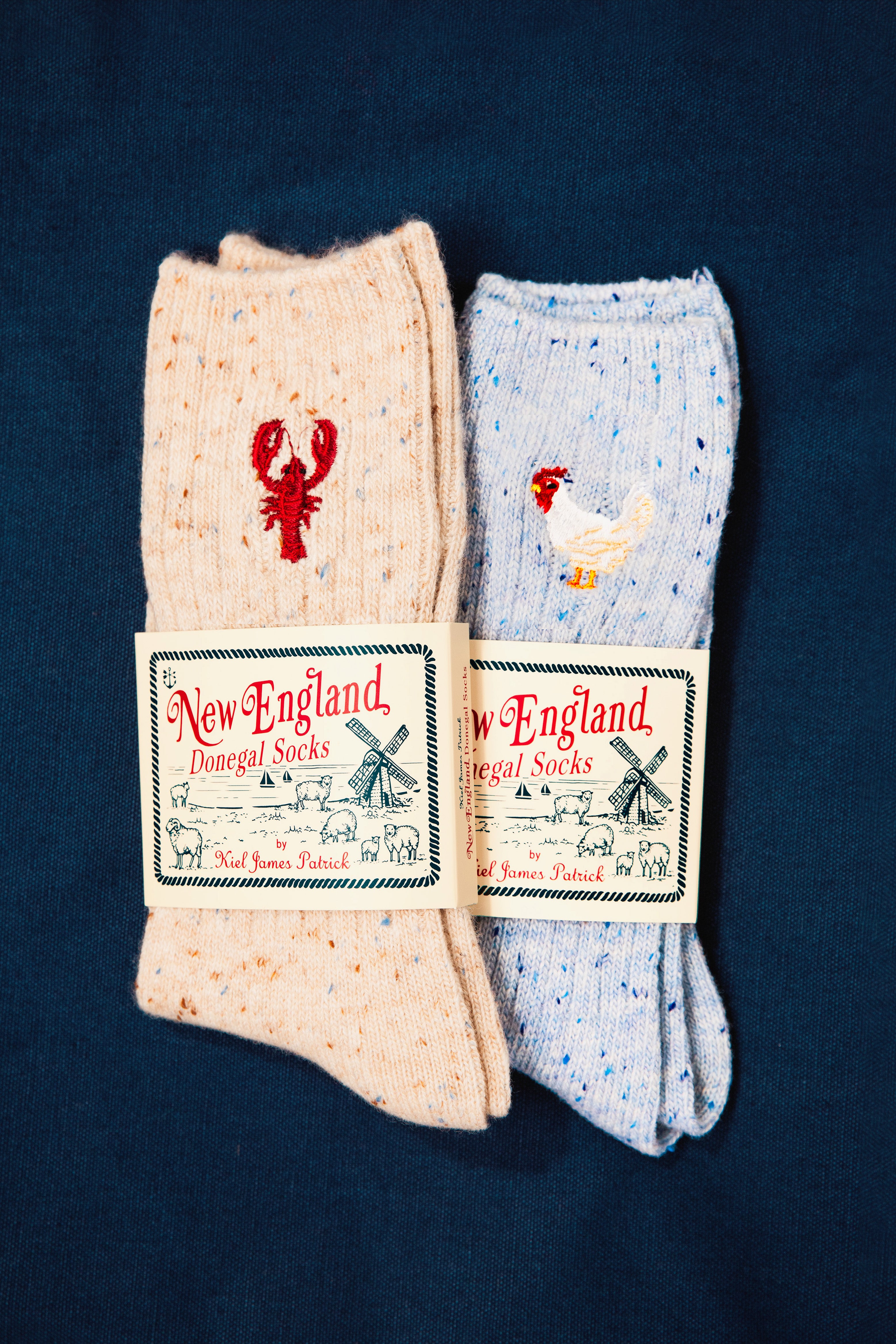 KJP Lobster Embroidered Donegal Socks in Cream White – Kiel James Patrick