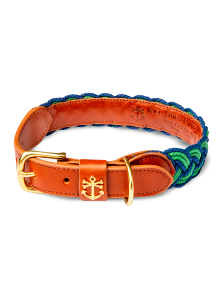 KJP Braided Nautical Rope Dog Collar in Green, Blue – Kiel James Patrick